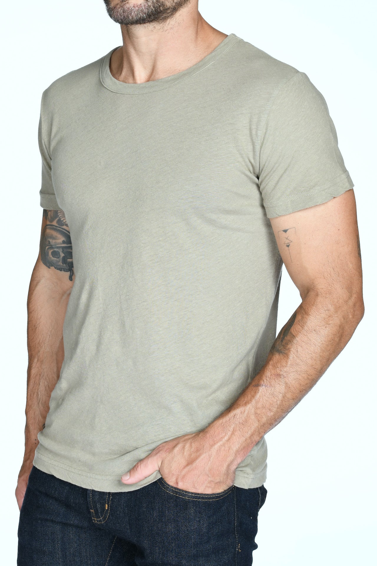 Men's Linen Blend Wide Neck Band Tee – Mika Jaymes